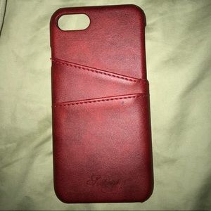 Accessories | Iphone 7 Red Leather Wallet Case | Poshmark